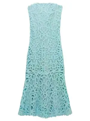 Simkhai Clairis Guipure-lace Bustier Fitted Midi Dress - Blue