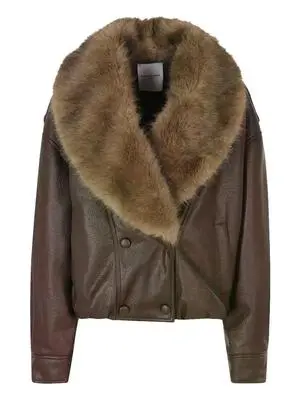 ISABELLE BLANCHE Faux-fur Collar Jacket - Brown