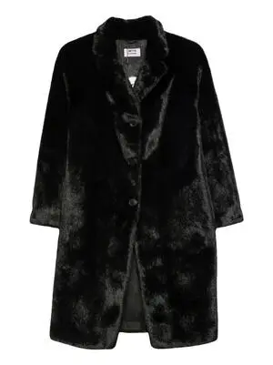 BETTA CORRADI Faux-fur Notch-lapel Coat - Black