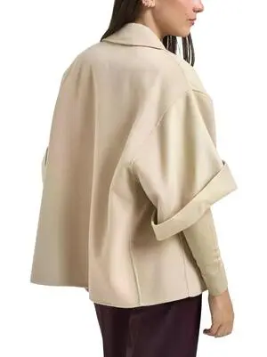 Max Mara Double-breasted Short-sleeve Coat Neutrals