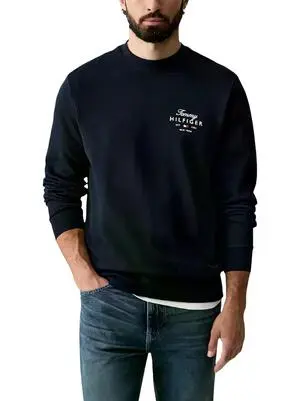 Tommy Hilfiger Stack Logo-embroidered Crew-neck Sweatshirt - Blue