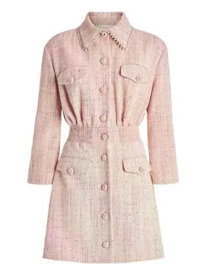 GENNY Embellished-collar Tweed Mini Dress - Pink