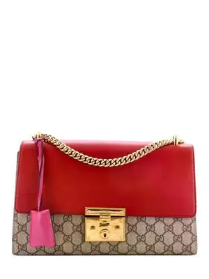 Gucci Padlock Gg Coated Canvas And Leather Medium Shoulder Bag - Red