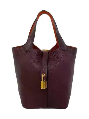 Hermès 2015 Clemence And Swift Picotin Lock 18 Eclat Handbag - Red