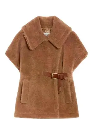 Max Mara Belted Faux-shearling Jacket Brown