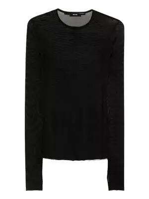 Isabel Benenato Semi-sheer Top - Black