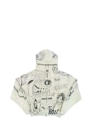 HELLSTAR Graffiti-print Zip-up Hoodie - Grey