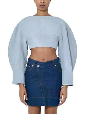 Jacquemus The Casaco Open-back Crop Top Grey