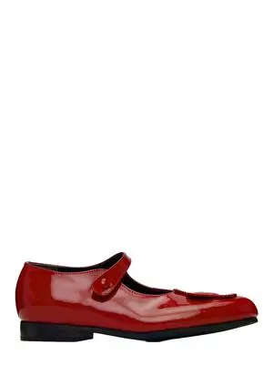 Comme Des Garçons Mary Jane Patent-leather Floral-patch Ballet Flats - Red