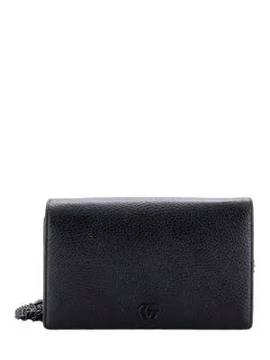 Gucci Petite Gg Marmont Chain Wallet Leather Mini Crossbody Bag - Black