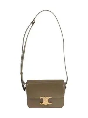 Celine 2019-2026 Teen Shiny Calfskin Triomphe Crossbody Bag - Brown