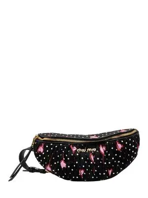 MIU MIU 2010-2026 Matelasse Nylon Heart Print Belt Bag