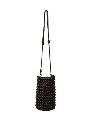 Farm Rio Beaded Macrame Bucket Bag - Walnut