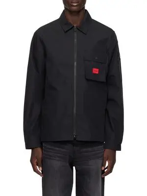 Hugo Boss Hugo Logo Label Zip-up Overshirt - Black