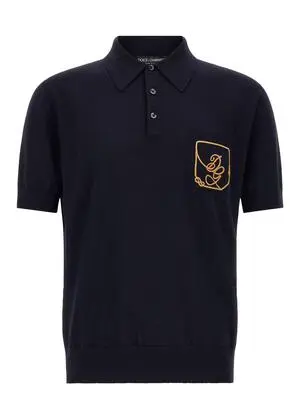 Dolce & Gabbana Logo Embroidery Polo Shirt - Blue