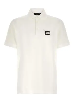 Dolce & Gabbana Logo Plate Polo Shirt - White