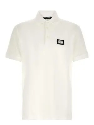 Dolce & Gabbana Logo Plate Polo Shirt - White