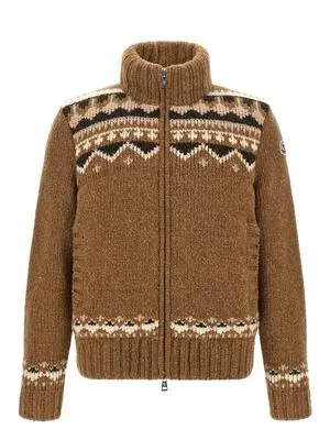 Moncler Geometric Bouclé Cardigan - Brown