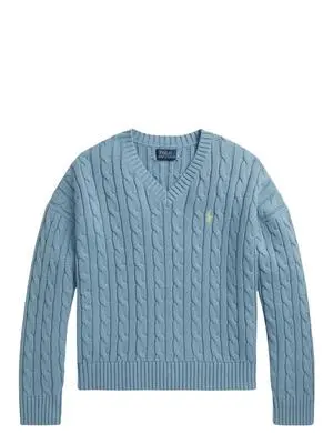 Polo Ralph Lauren Cable-knit V-neck Sweater Blue