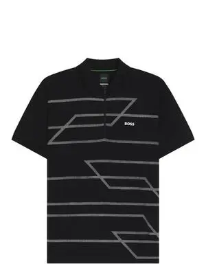 Hugo Boss Geometric-pattern Polo Shirt - Black