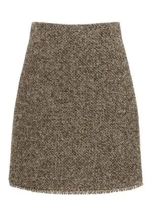 Max Mara Wool Blend Bouclé Short Skirt - Brown