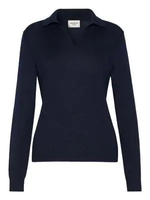 Max Mara Weekend Max Mara Wkdcappa V-Neck Knitted Polo Shirt Navy