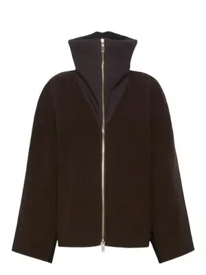 SPORTMAX Short Wool And Cashmere Heavy Jacket - Coffee