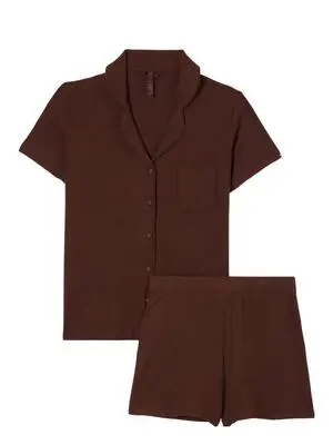 SKIMS Soft Lounge Ribbed Modal-blend Pajama Set - Brown