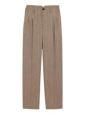 AMI Paris Wool Striped Two-pleats Trousers - Chocolate Brown/ruby Red