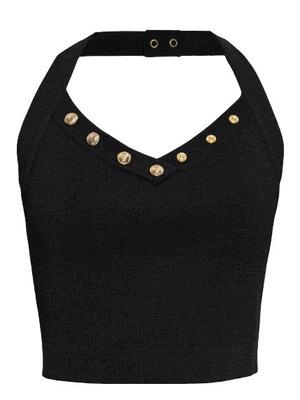 Balmain Cropped Sleeveless Top - Black