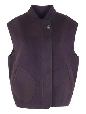 Soeur Stand Collar Sleeveless Vest Black