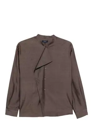 Soeur Stand Collar Asymmetric Shirt - Brown