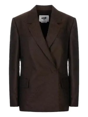 MSGM Notched-lapel Double-breasted Blazer - Brown