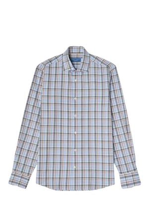 Robert Talbott Reynolds Ultra Light Weight Brushed Plaid Shirt - Light Blue Multi