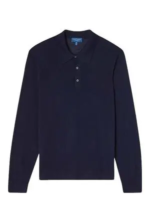 ROBERT TALBOTT Henson Wool Silk Fine Gauge Jersey Long Sleeve Polo
