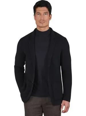 PAUL JAMES Midweight Lambswool Knitted Blazer Black