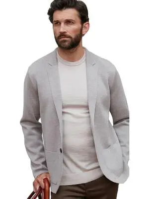 PAUL JAMES Lightweight Merino Wool Knitted Blazer Barley