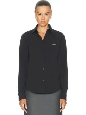 Miu Miu Popeline Stretch Washed Shirt - Nero