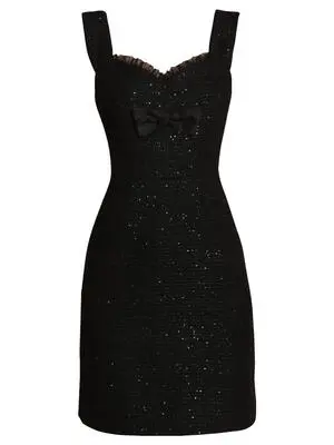 SANTINNI Black 'jackie' Wool Tweed Dress In Nero Black