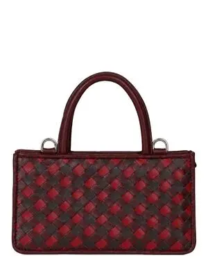 F3ROG BY RANA Red / Brown Red, Burgundy & Brown Woven Leather Crossbody Piraye Bag - Red/brown