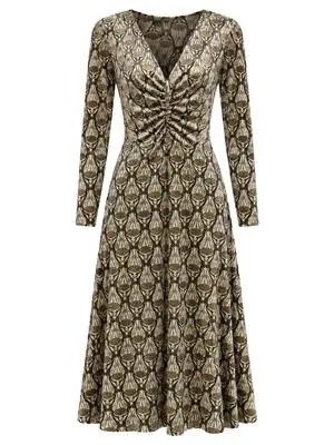 TRAFFIC PEOPLE Celestial Nights Green Print Long Sleeve Harper Midi Dress Green