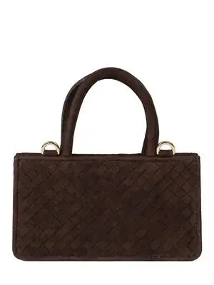 F3ROG BY RANA Suede Woven Leather Crossbody Piraye Bag - Brown