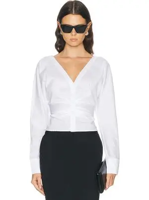 FLEUR DU MAL Ruched Poplin Shirt - White
