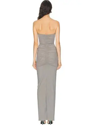 Alex Perry Strapless Sweeheart Ruched Column Dress - Grey