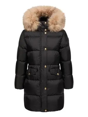 Moncler Aphroties Shearling Trimmed Hooded Long Down Parka - Black