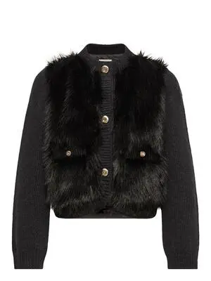 Moncler Alpaca & Wool Blend Padded Cardigan - Black