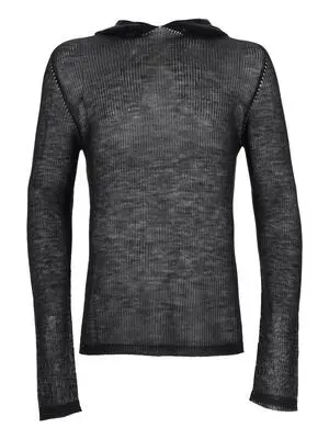 Rick Owens T-shirt Trasparente Con Cappuccio - Black