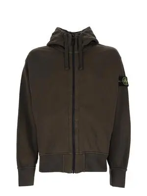 Stone Island Felpa Con Patch Logo - Brown