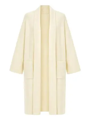 YUMI White Yumi Ivory Knitted Maxi Cardigan With Pockets White
