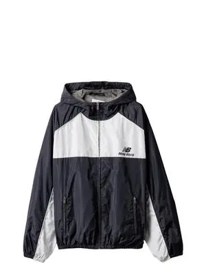 Miu Miu Technical Poplin Hoodie Jacket - Blue/white